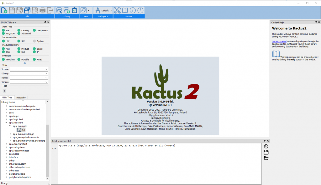 Kactus2 version 3.9.0 release | System-on-Chip Research Group | Tampere Universities