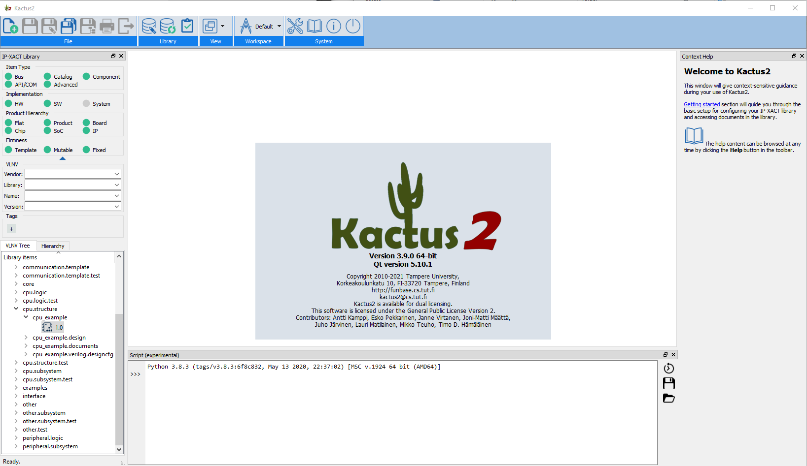 Kactus2 version 3.9.0 release | System-on-Chip Research Group | Tampere Universities